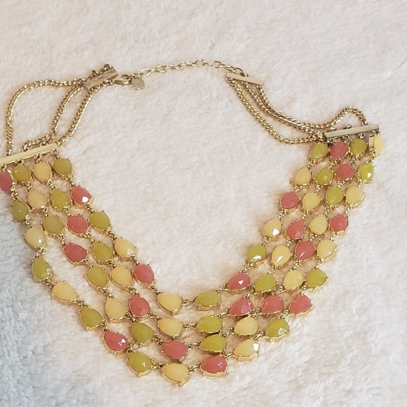 Talbots | Jewelry | Talbots Crystal Multilayered Collar Necklace Pinks ...